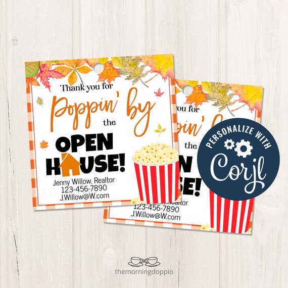 Printable/editable Thanks for Poppin by the Open House Real | Etsy