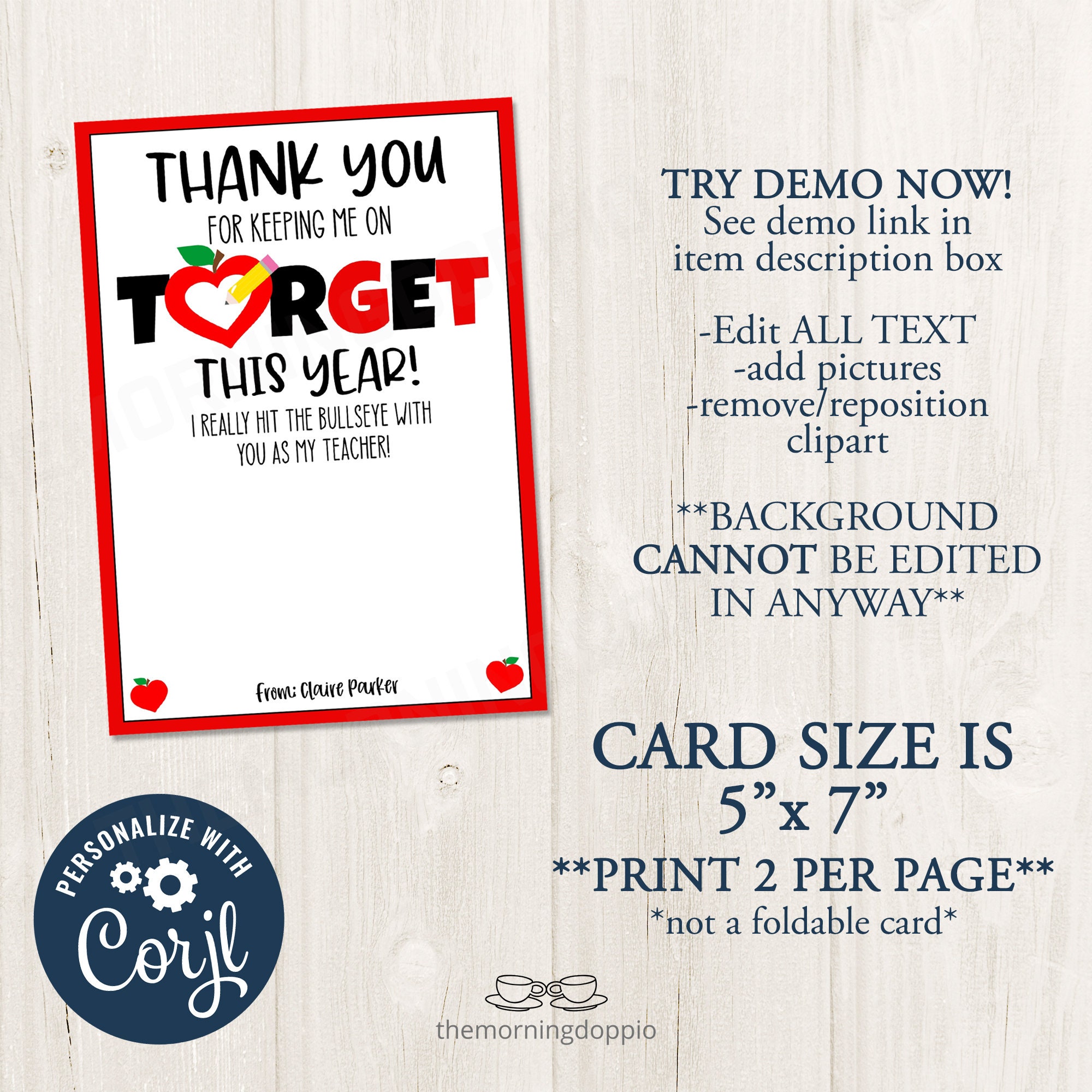 Printable/editable Thank You Keeping Me on Target This Year - Etsy