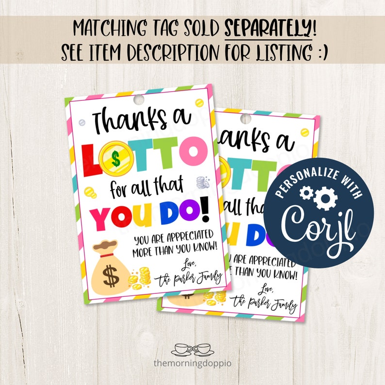 Printable/editable Thanks a Lotto for All You Do Appreciation - Etsy