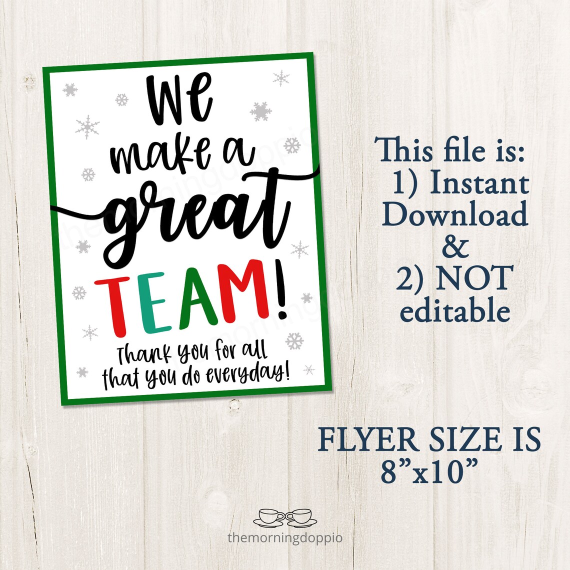 Printable We Make a Great Team Christmas Holiday Winter Thank - Etsy