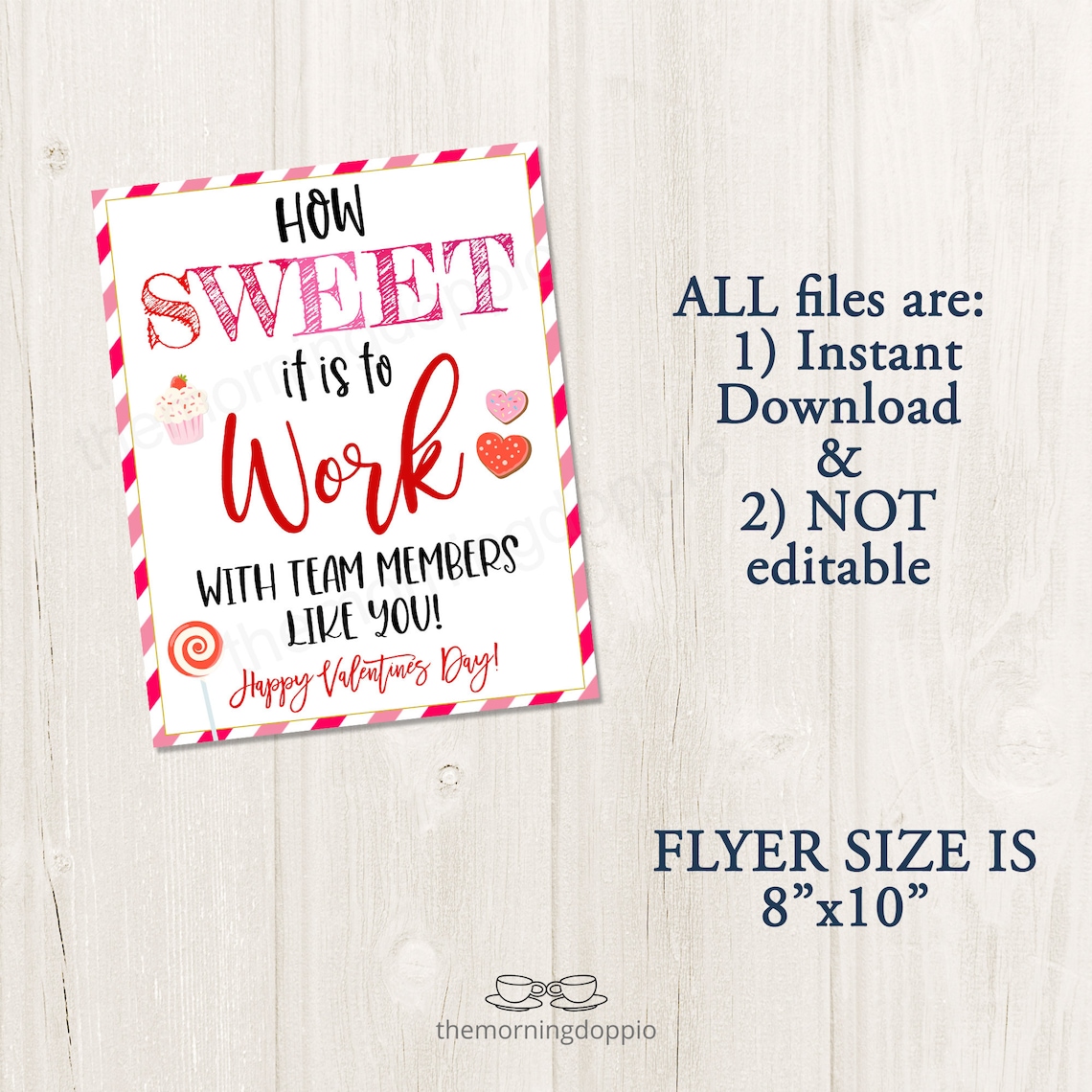 Printable How Sweet It is to Work With You Valentines Day - Etsy