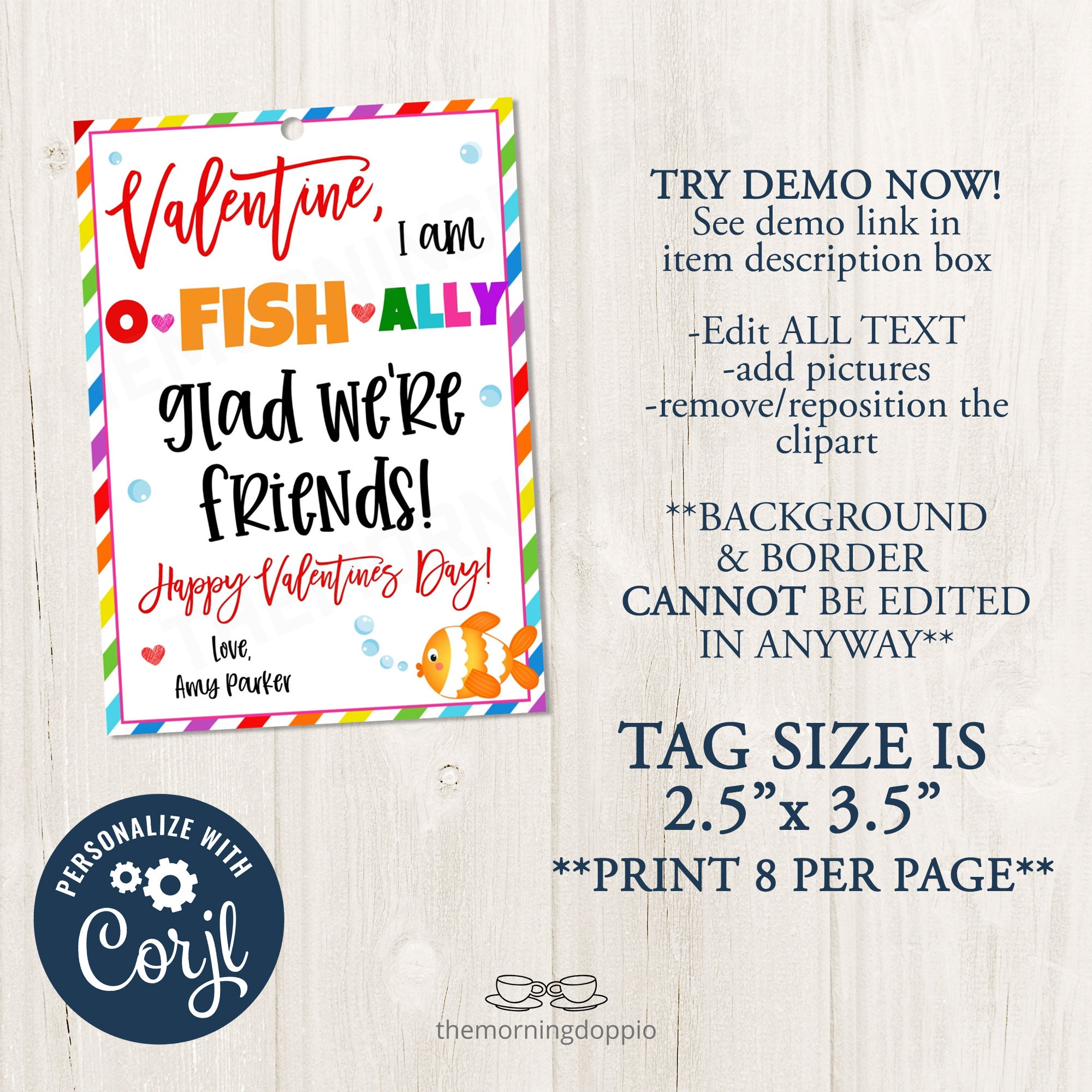 Printable/editable I'm Glad We're O-fish-ally Friends Fish Crackers ...