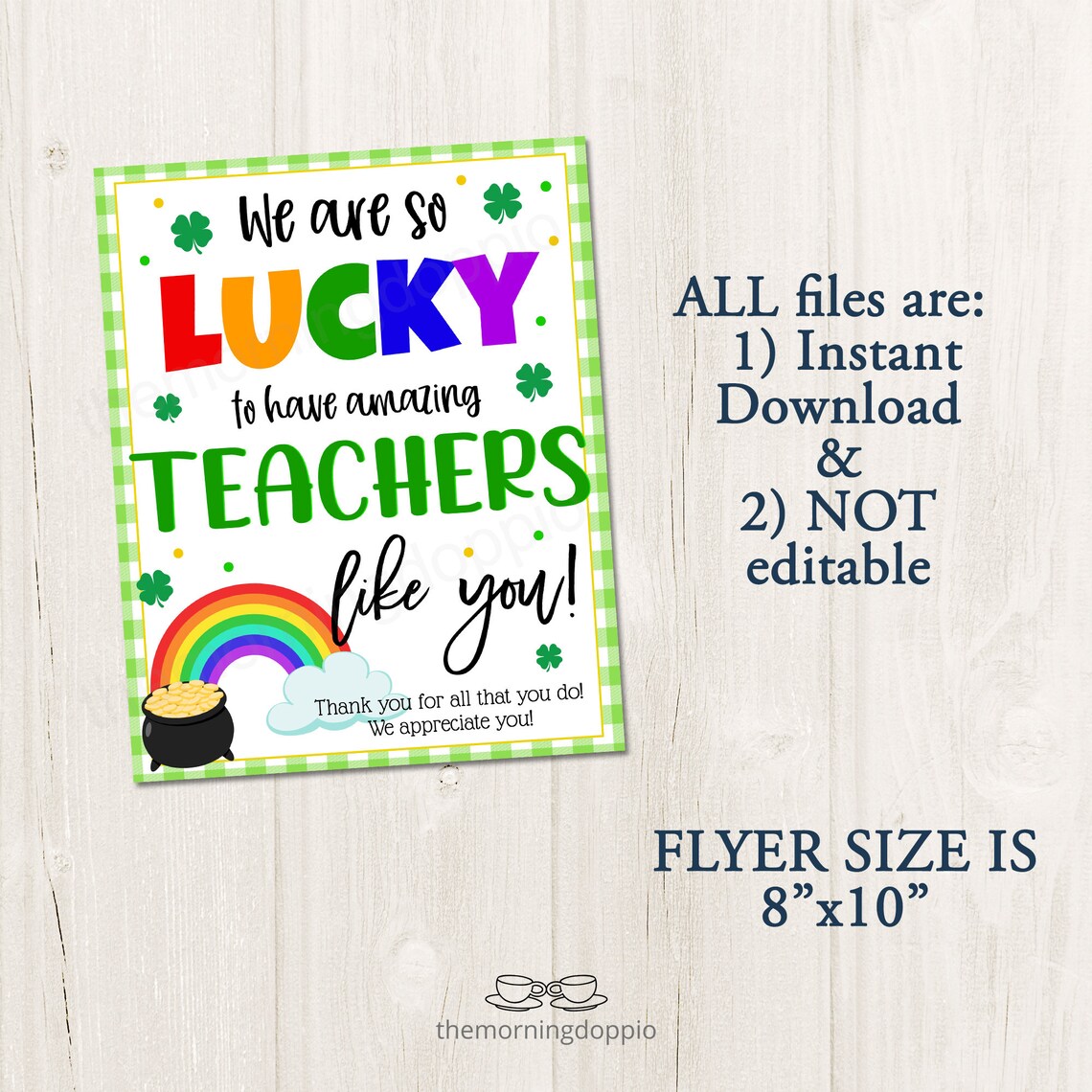 Printable We Are so Lucky to Have Awesome Teachers Like You St. Patrick ...
