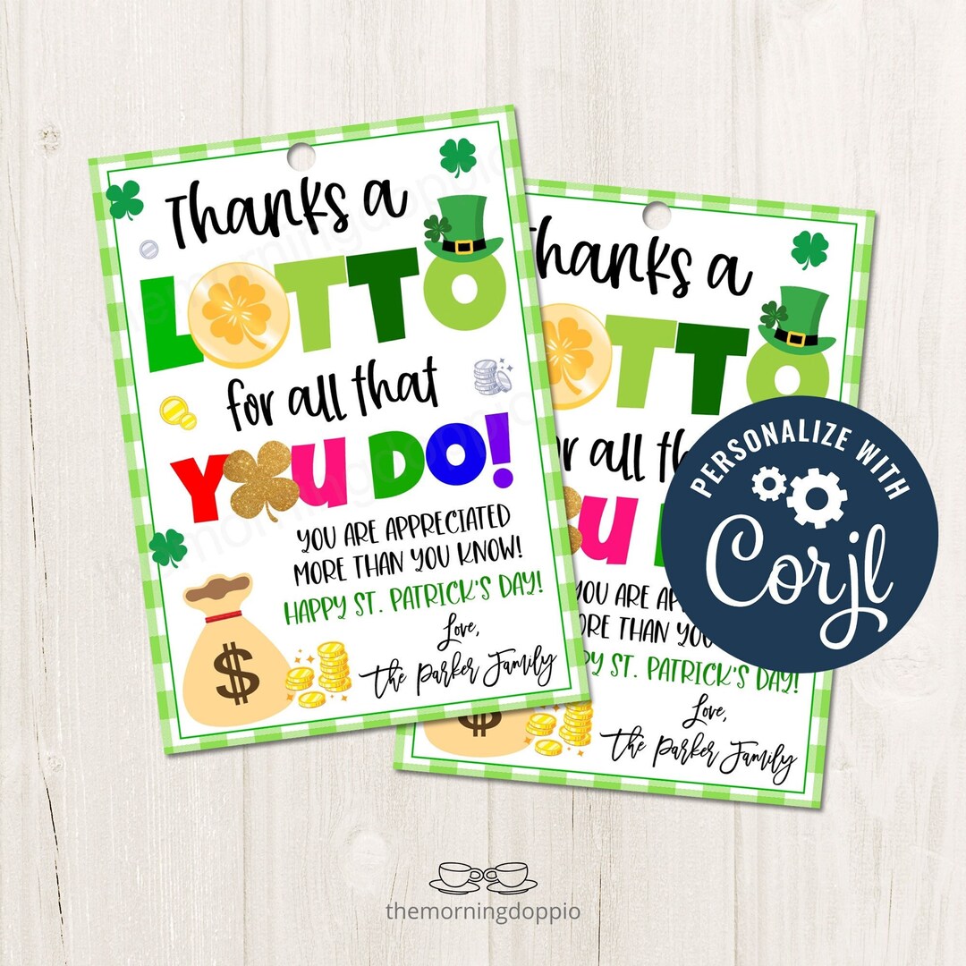 Printable/editable Thanks a Lotto for All You Do Lottery Appreciation ...