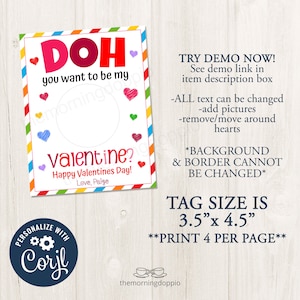 Printable/editable Doh You Want to Be My Valentine Valentine's Day Card ...