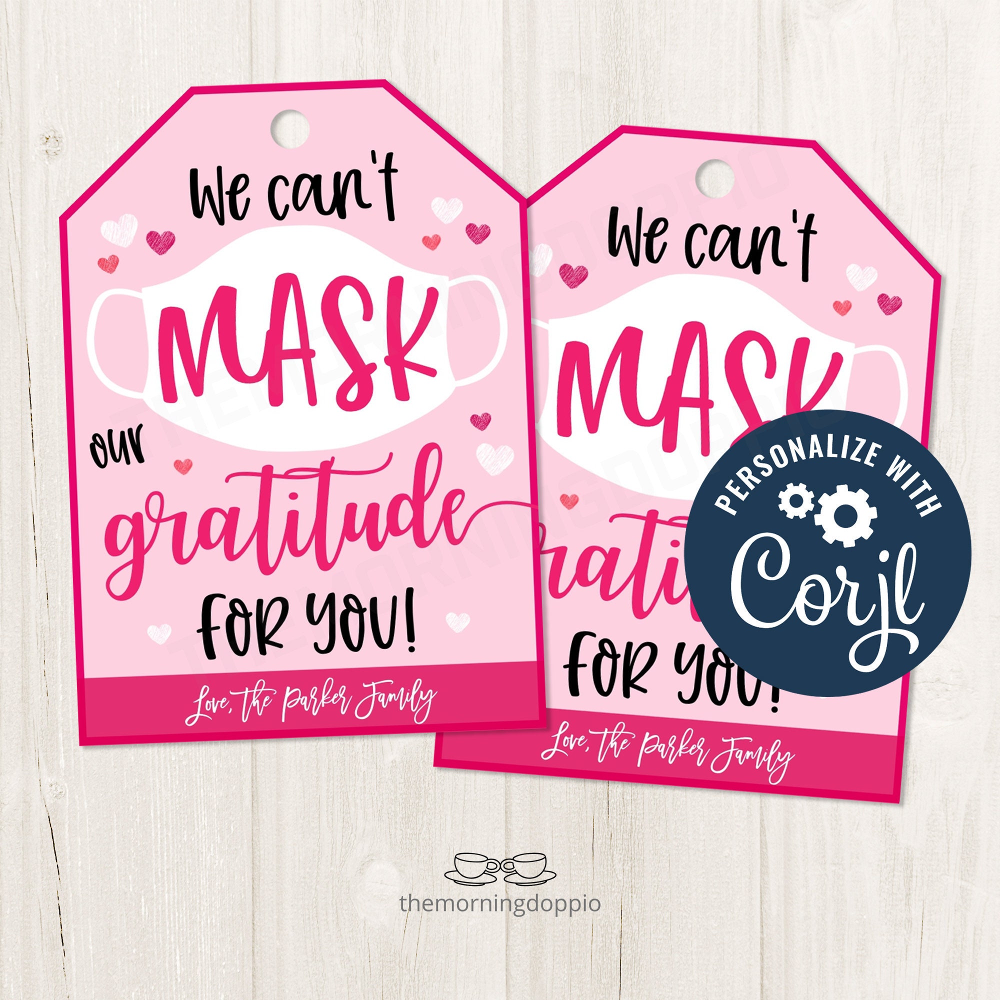 Printable/editable Can't MASK Gratitude for You Valentines Appreciation ...