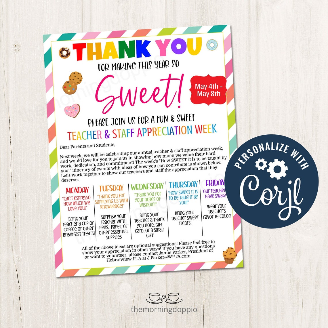 Printable/editable Sweets Donut Parent Letter Teacher Staff ...
