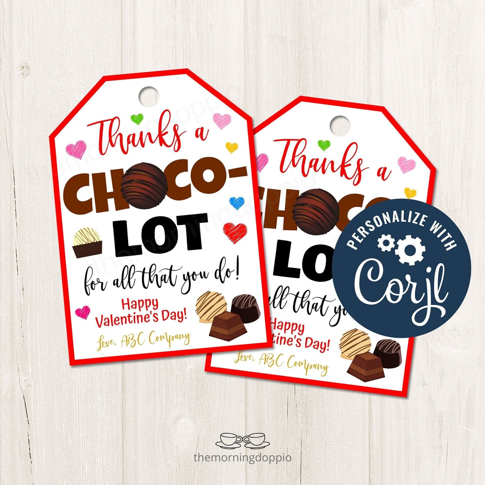 Printable/editable Thanks a Choco-lot Valentine's Day Gift | Etsy