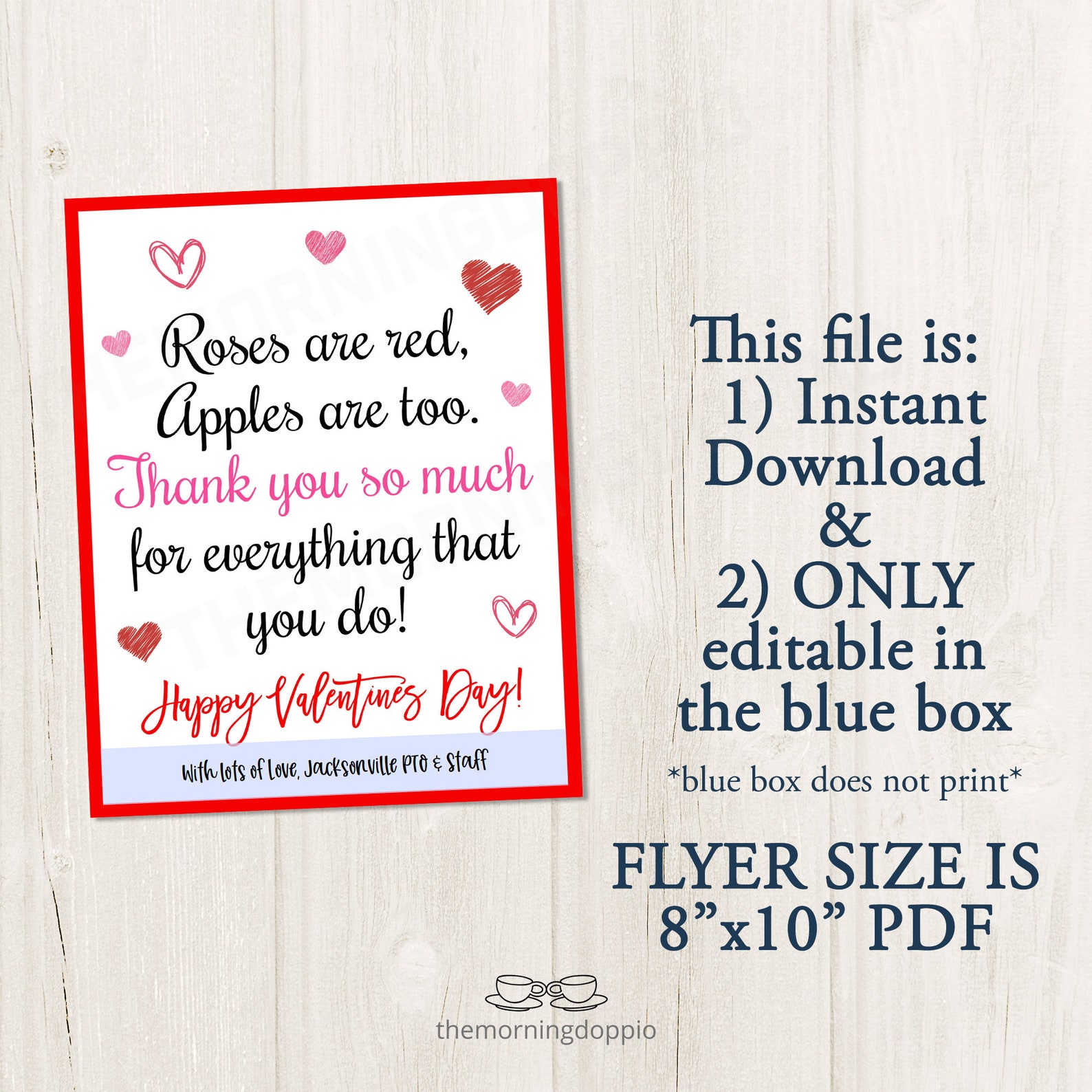 Printable/editable Roses Are Red Apple Are Too Thank You for - Etsy