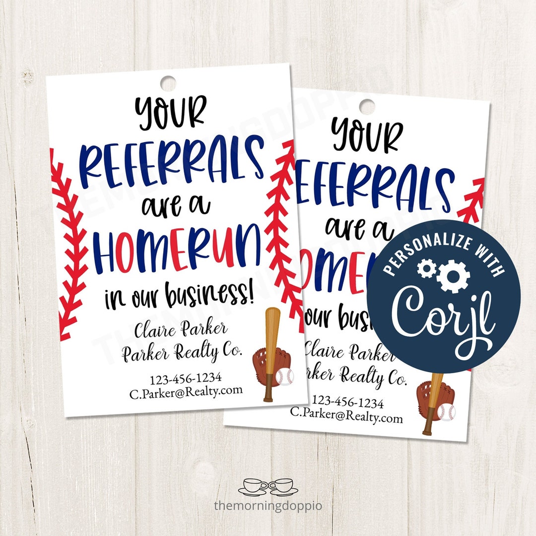 Printable/editable Baseball Realty Realtor Referral Theme Thank You ...