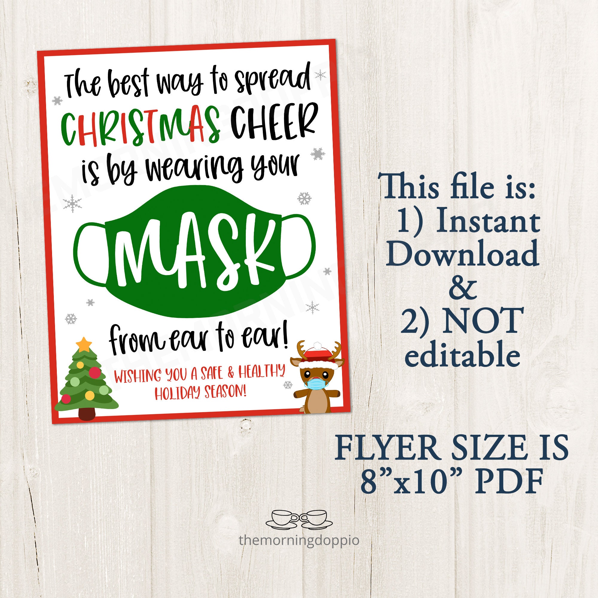 Printable Christmas Mask Required Sign Please Wear A Mask - Etsy