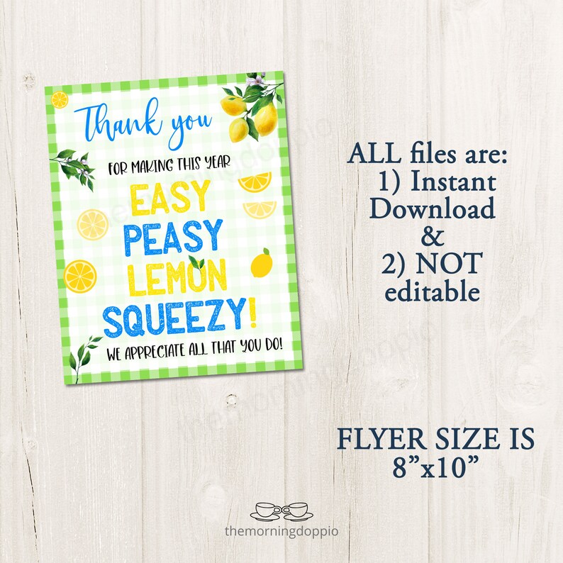 Printable Easy Peasy Lemon Squeezy Gratitude Thank You Sign - Etsy