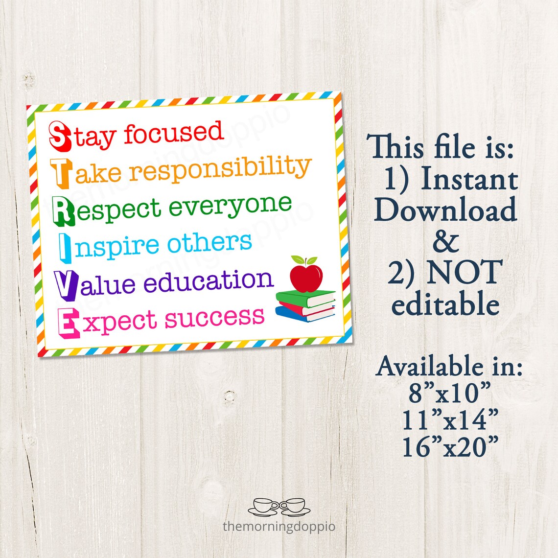 Printable Strive Poster for Classroom Nurse Counselor Office - Etsy