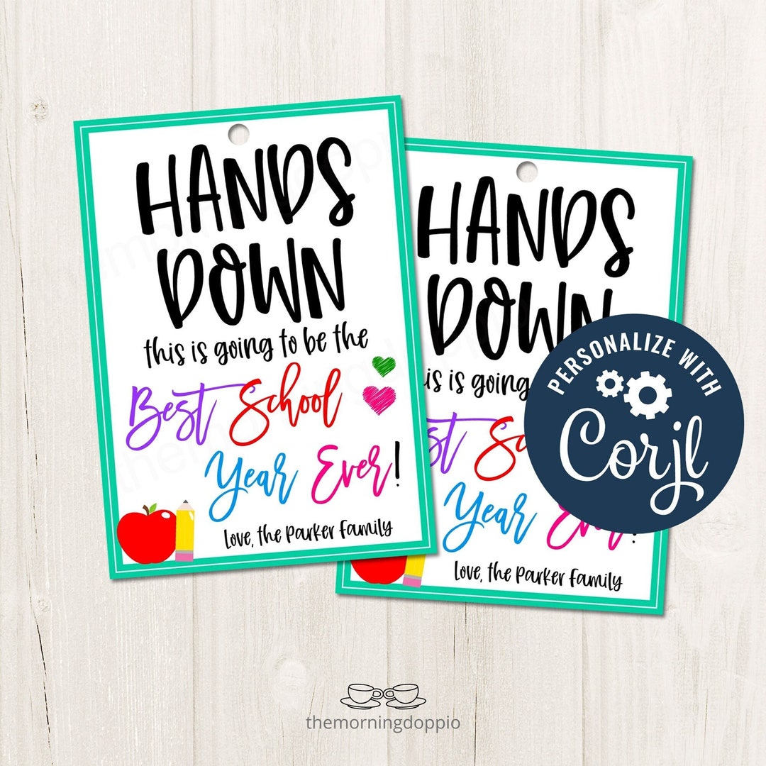 Printable/editable Hands Down the Best School Year First Day of School ...