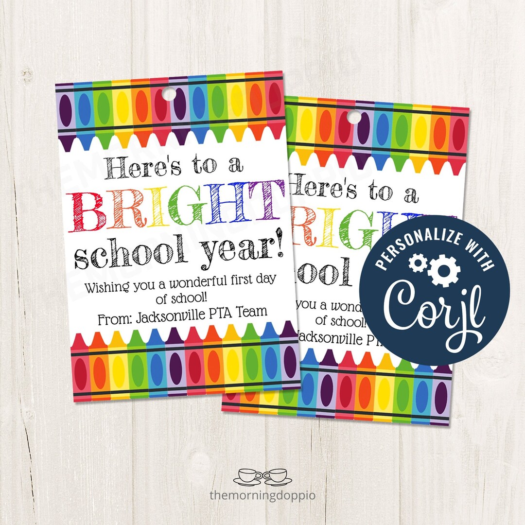 Printable/editable Here's to a Bright School Year Gift Tag for First ...