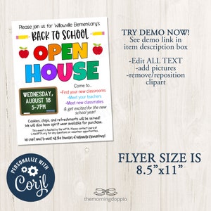 Back to School Open House Flyer Invitation Flyer for School First Day ...