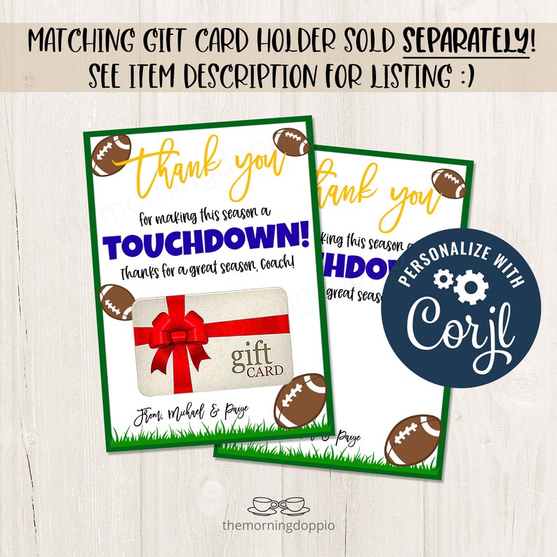 Printable/editable Football End of Season Gift Tag for Teams Coaches ...