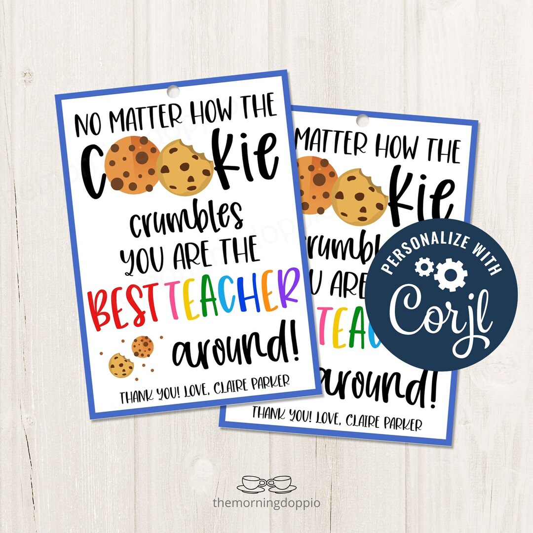 Printable/editable Cookie Thank You Cookie Treat Gift Tag for Teacher ...