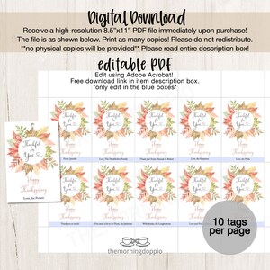 Printable/editable Thankful for You Gift Tag, Happy Thanksgiving Gift ...