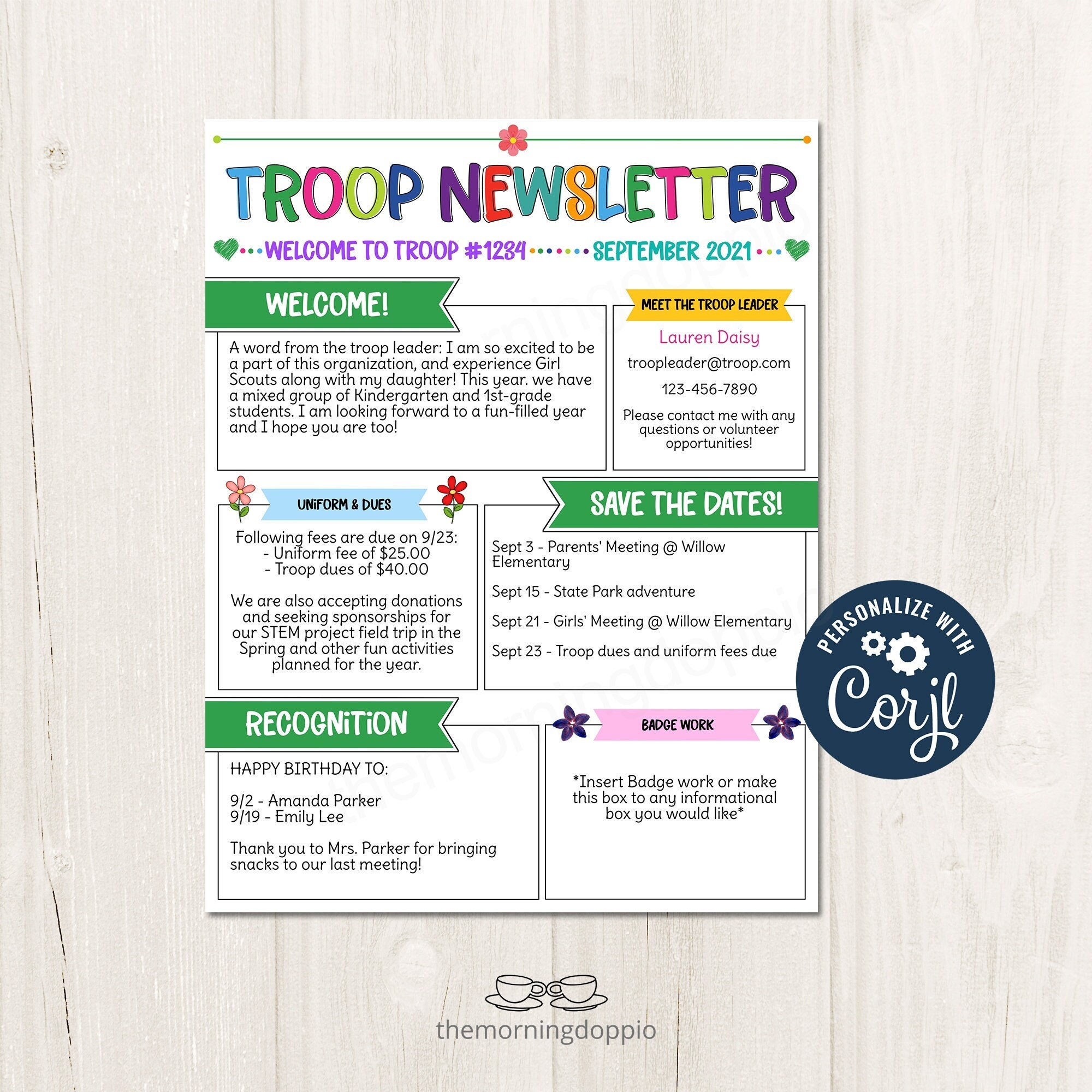 Printable/editable Troop Newsletter Template Weekly Event - Etsy