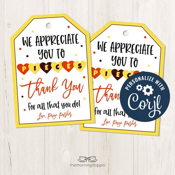 Printable/editable We Appreciate You to Pieces Gift Tag for - Etsy