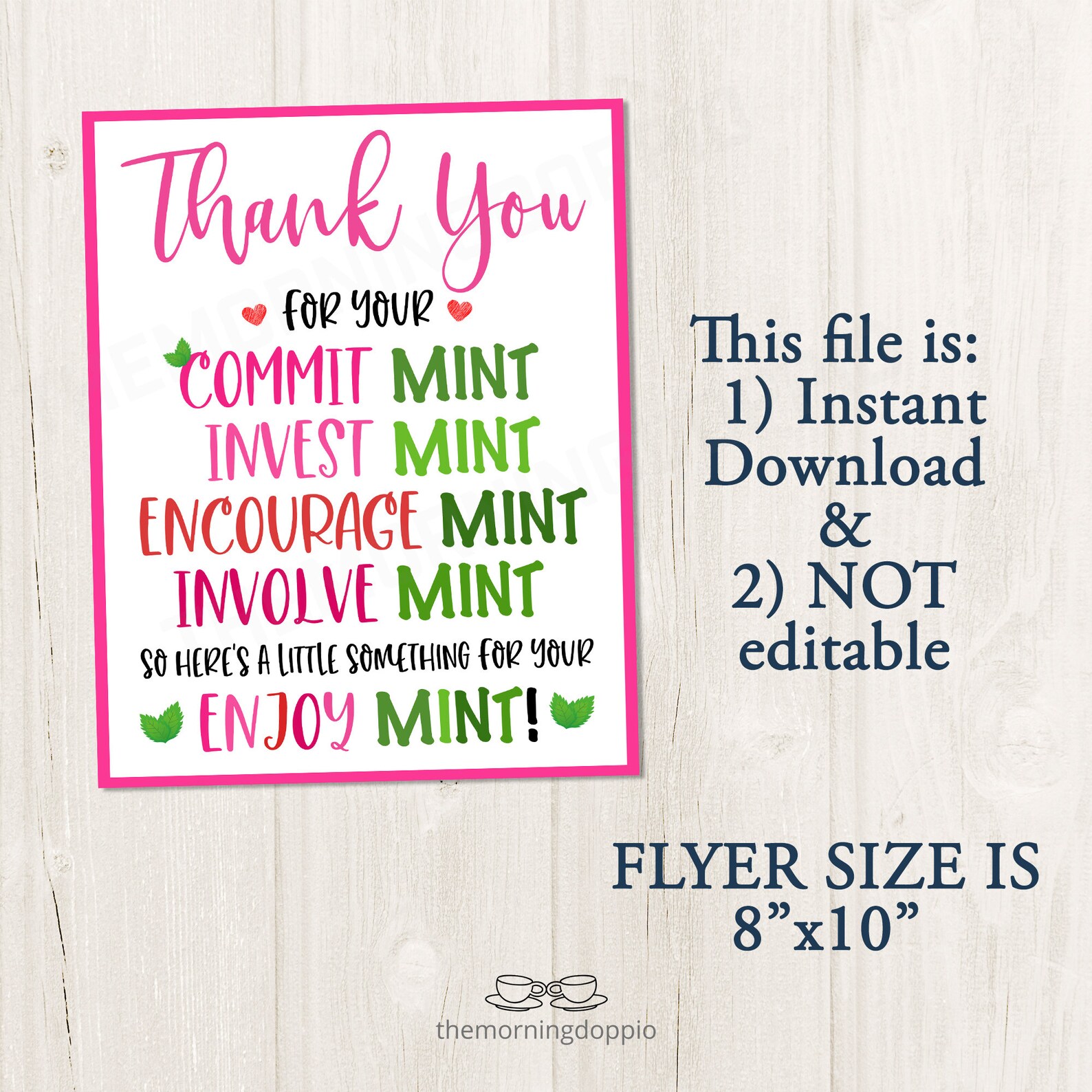 Printable MINT Gratitude Sign, Thank You Sign for Teachers Nurses ...