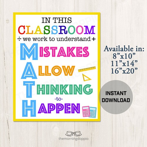 Printable Math Classroom Poster Decor Math Teacher Classroom - Etsy