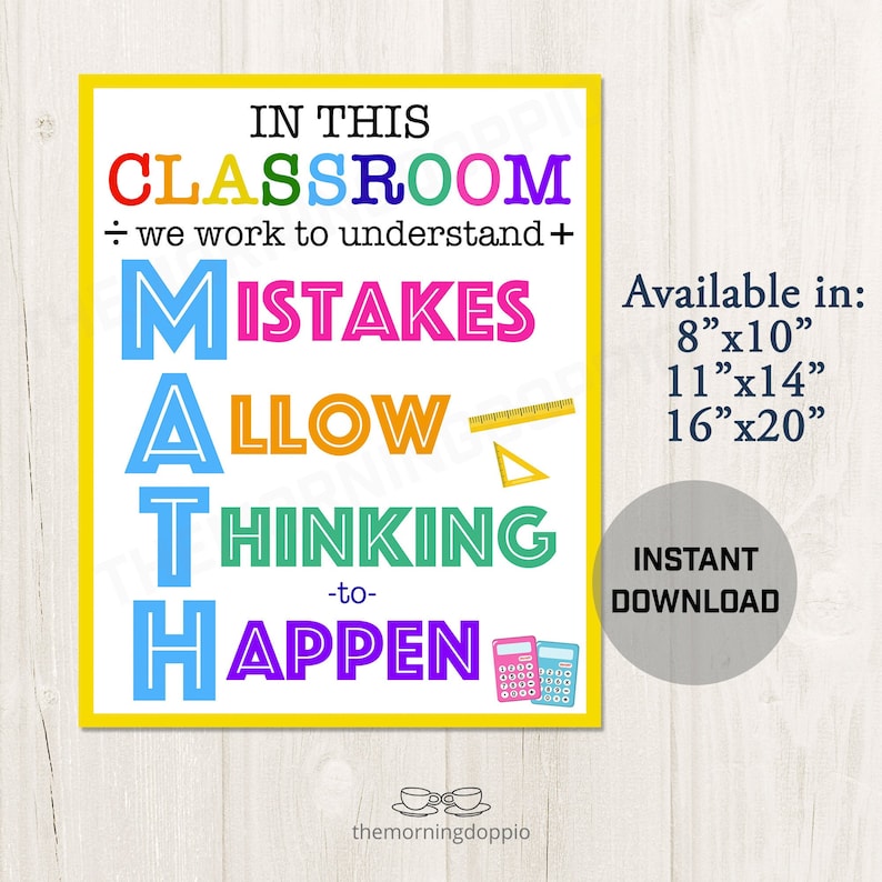 Printable Math Classroom Poster Decor Math Teacher Classroom - Etsy
