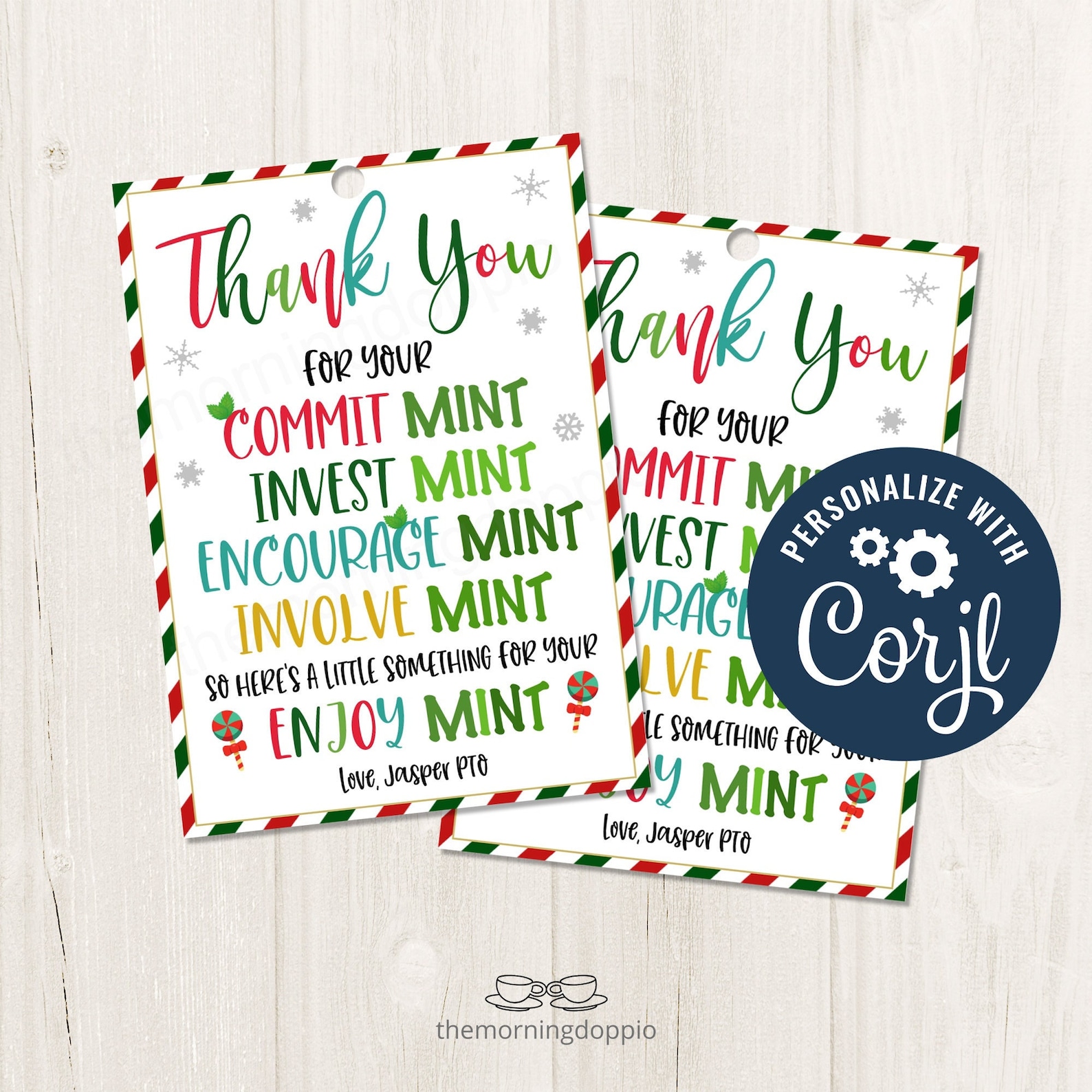 Printable/editable Thank You Mint Gum Candy Christmas - Etsy