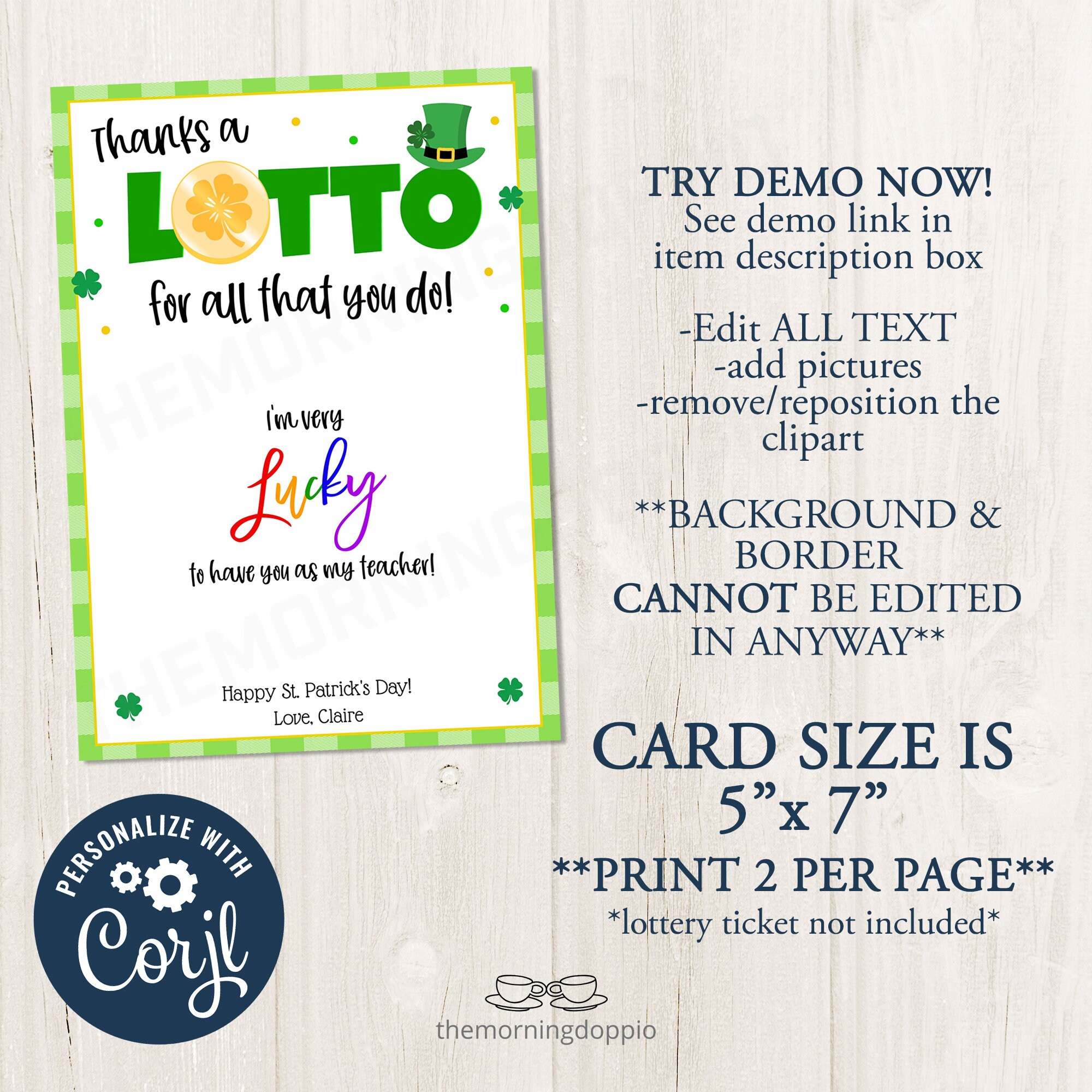 Printable/editable Thanks a Lotto for All You Do St. - Etsy