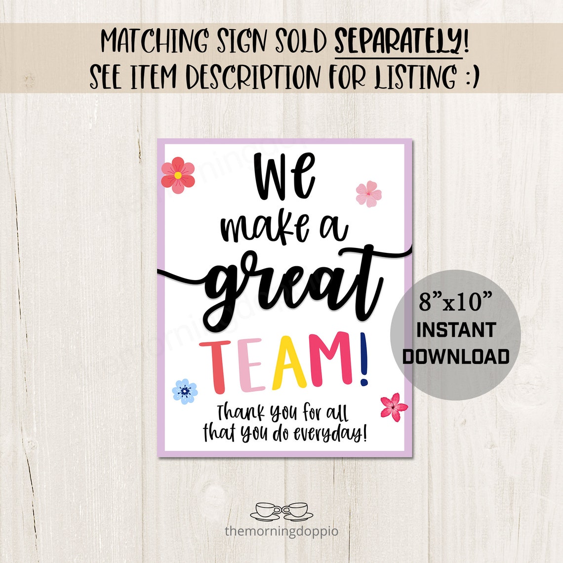 Printable/editable We Make a GREAT TEAM Gift Tag, Appreciation Gift Tag ...