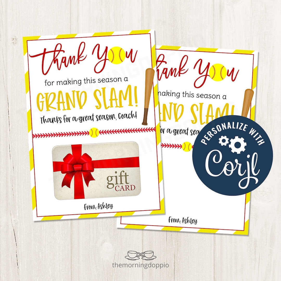 Printable/editable Softball Coach End of Season Thank You Appreciation ...