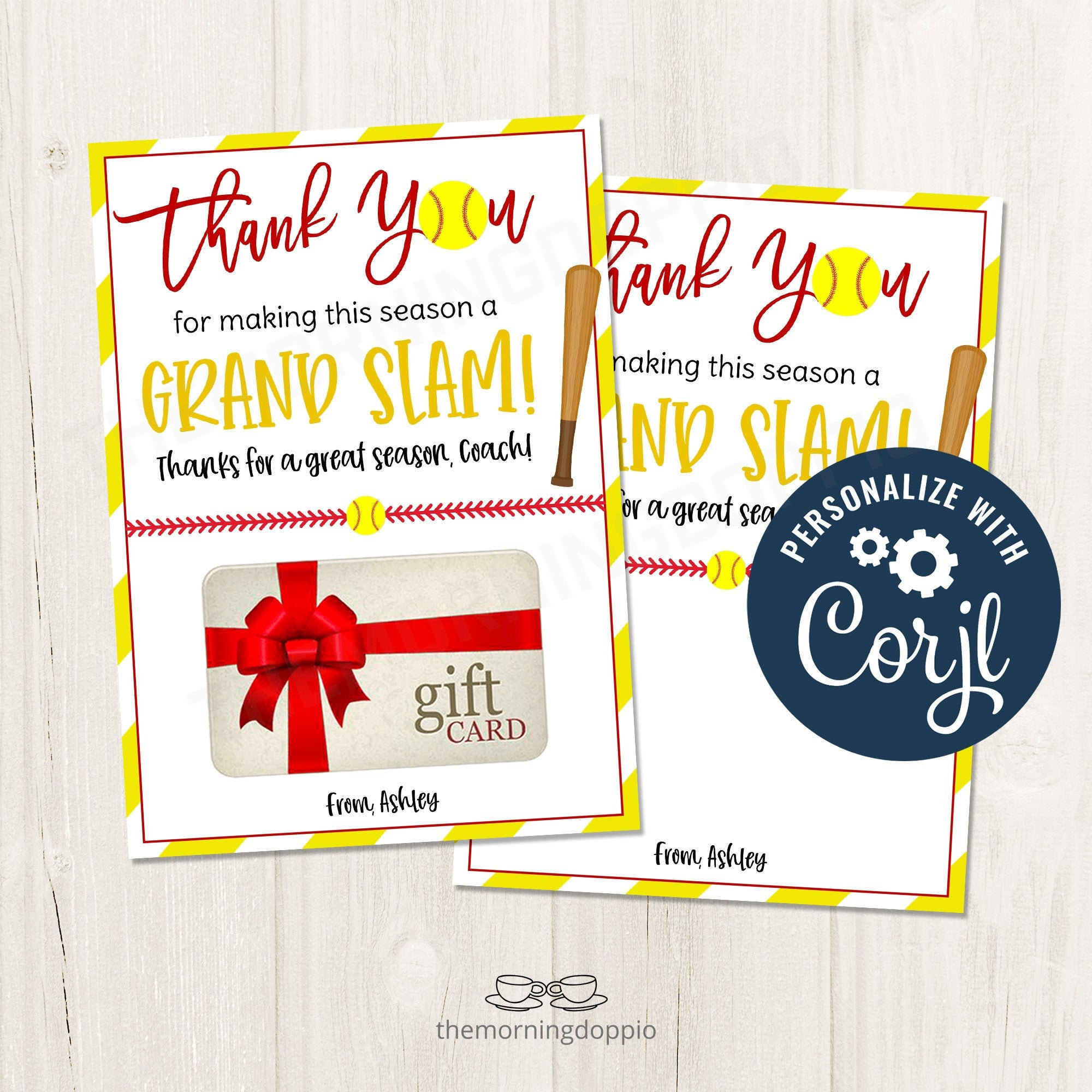 Printable/editable Softball Coach End of Season Thank You Appreciation ...
