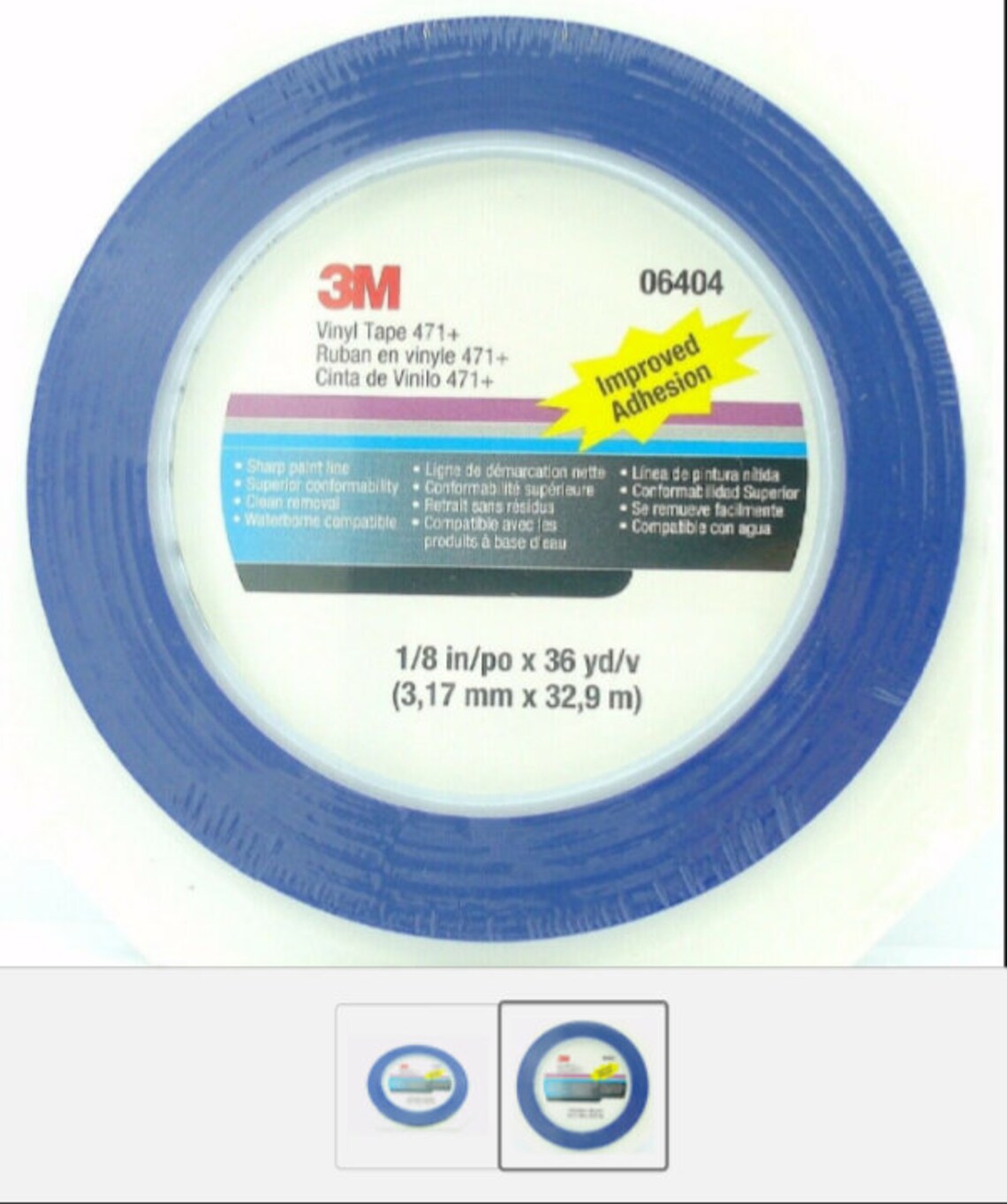 Lot (2) 3M 06404 1/8 In/po × 36 Yd/v Vinyl Fine Line Tape 471+(3,17mm × ...