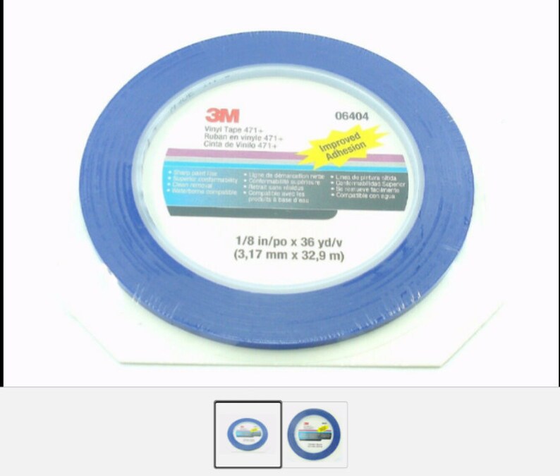 Lot (2) 3M 06404 1/8 In/po × 36 Yd/v Vinyl Fine Line Tape 471+(3,17mm × ...