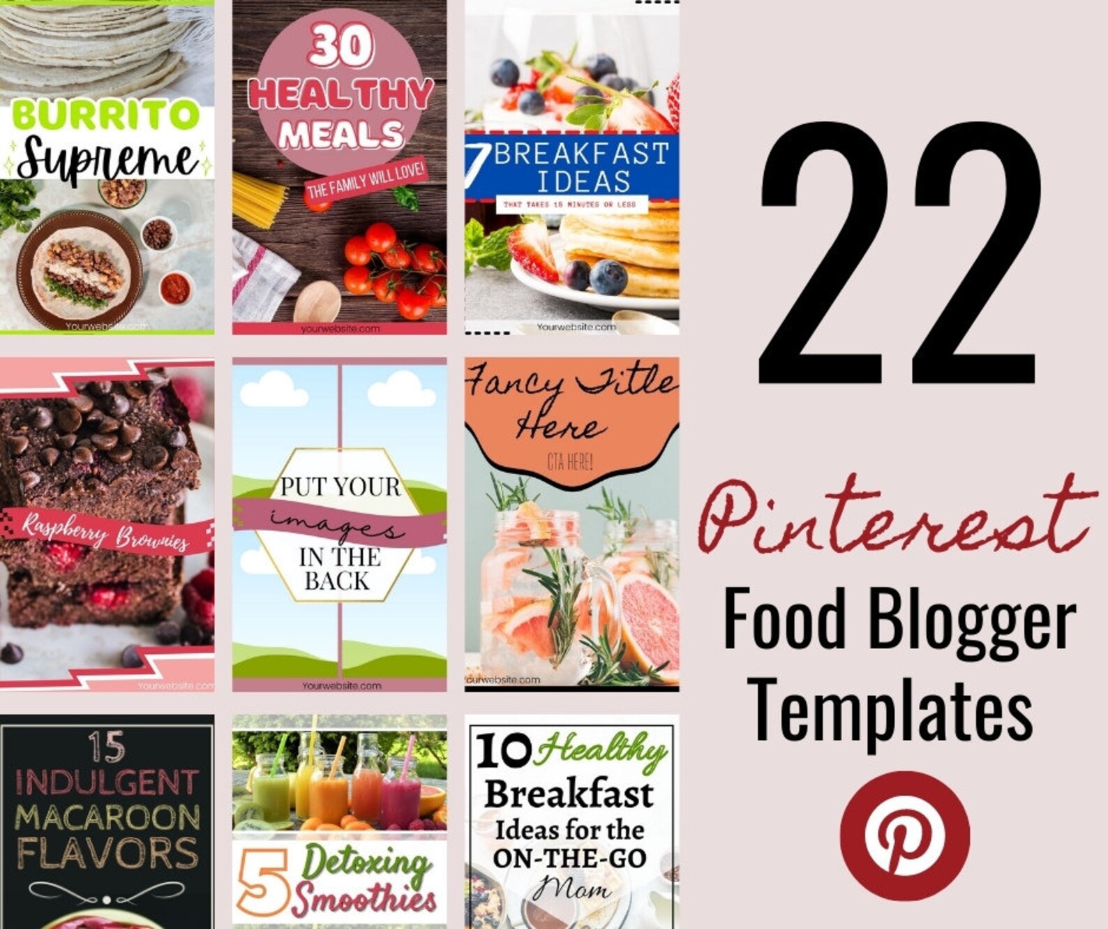 22 Food Blogger Pinterest Templates | Food Blog Pinterest Marketing ...