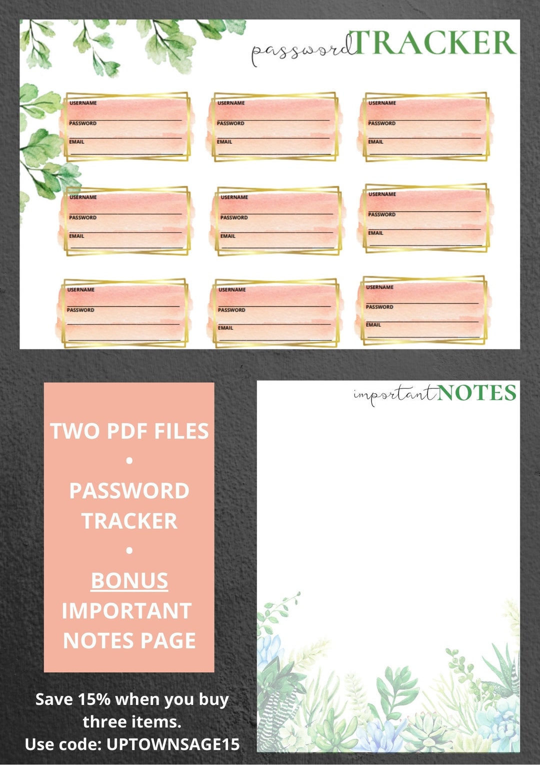 Password Tracker | PDF Printable | Goodnotes Compatible | Single ...
