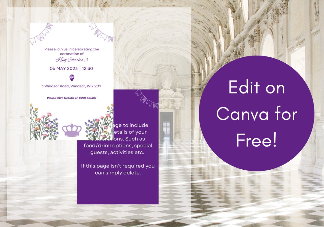 Canva Template Coronation Invitation King Royal Charles Third Custom ...