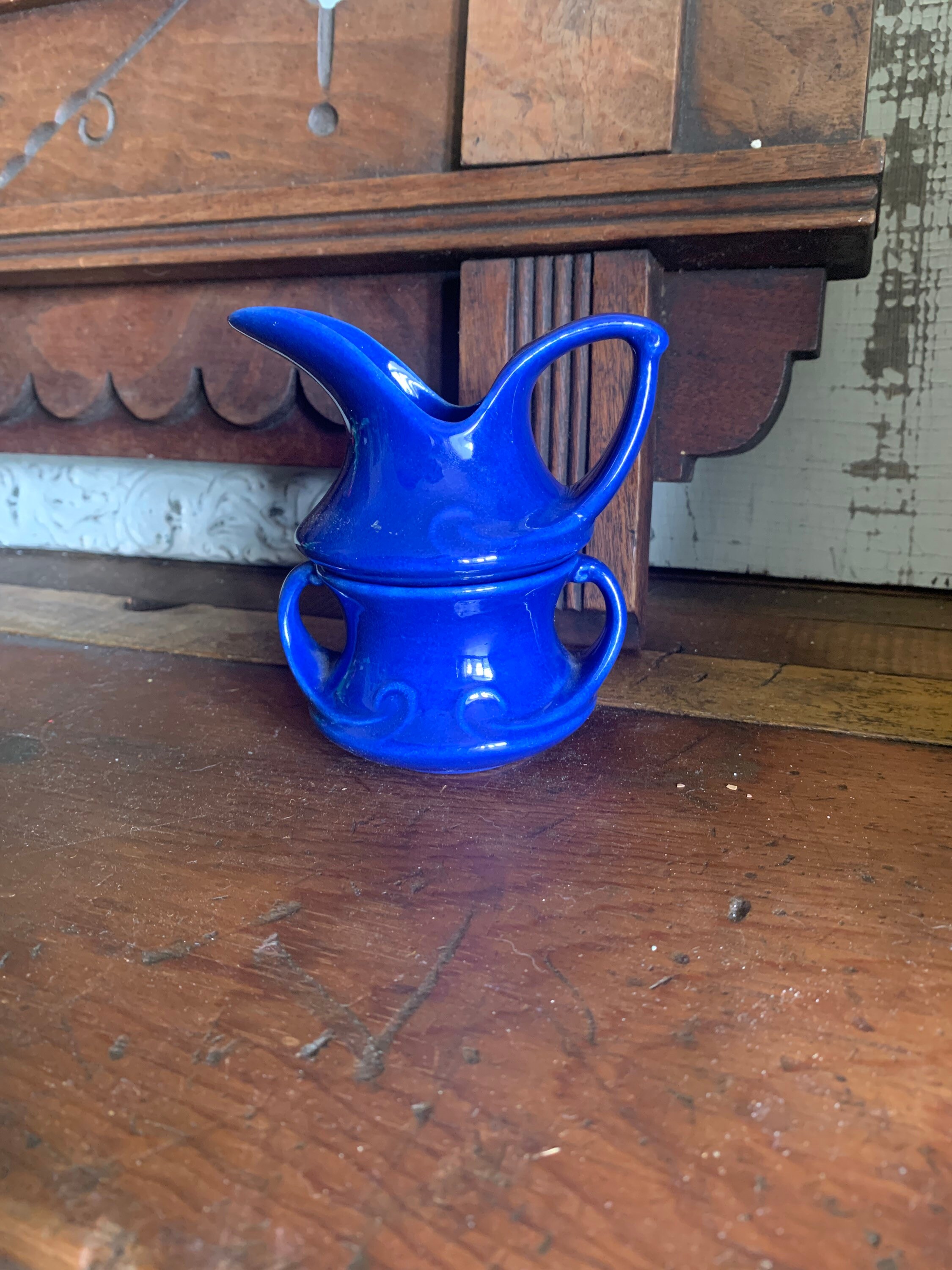 Red Wing Creamer Sugar Bowl Mini Pottery Set Blue - Etsy