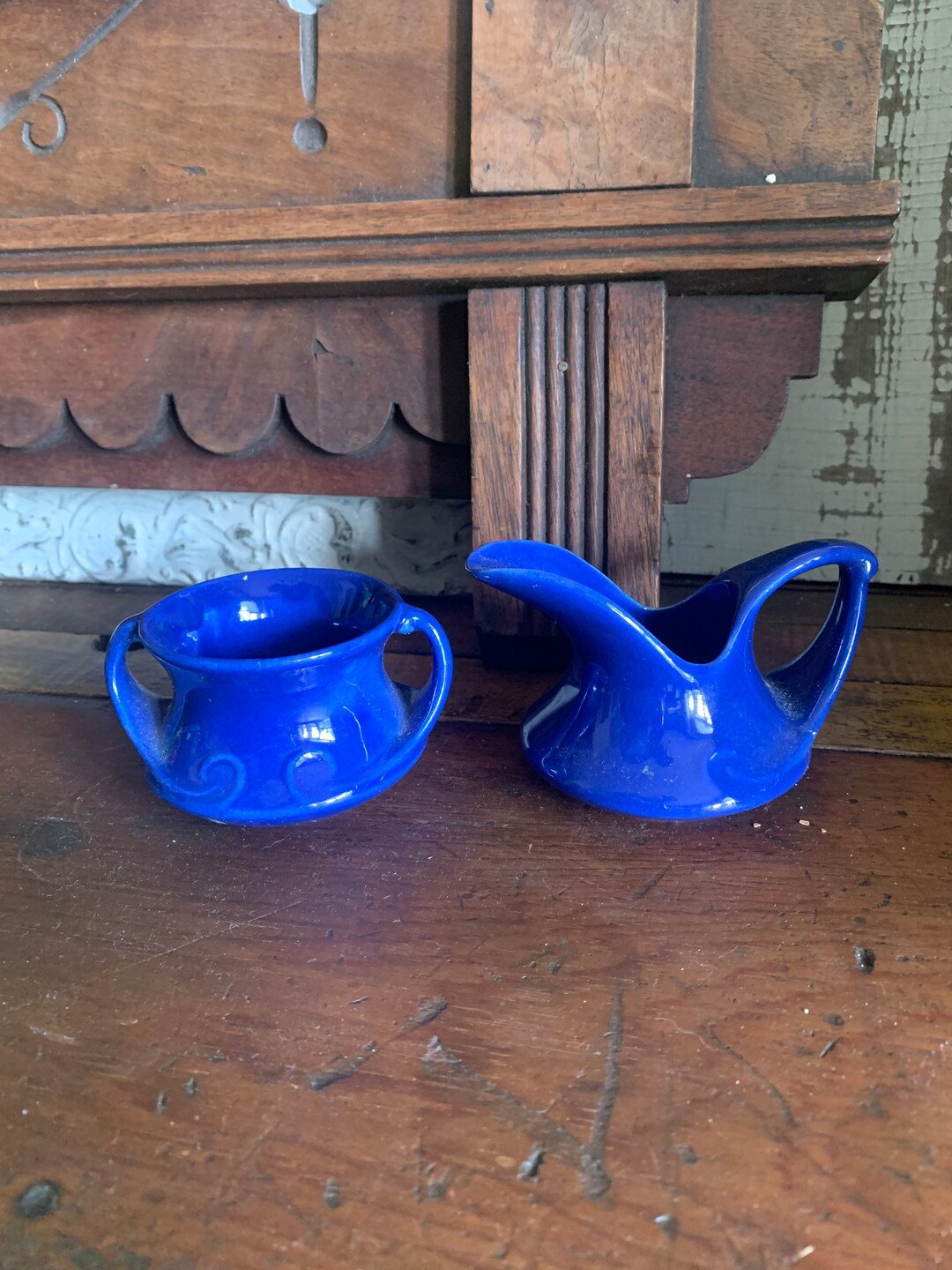 Red Wing Creamer Sugar Bowl Mini Pottery Set Blue - Etsy