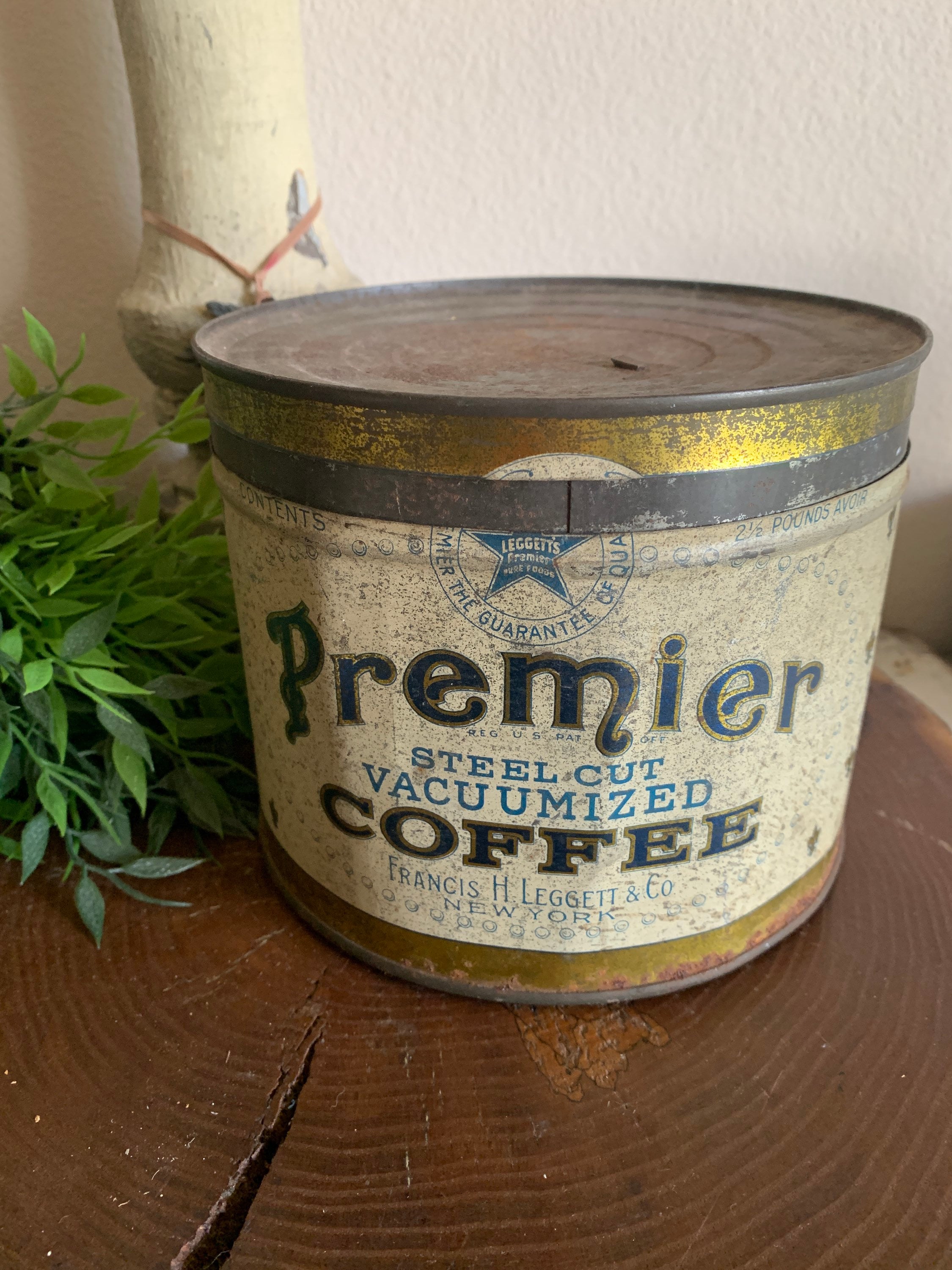 Premier Steel Cut Vacuumized Coffee Tin Francis H Leggett & - Etsy