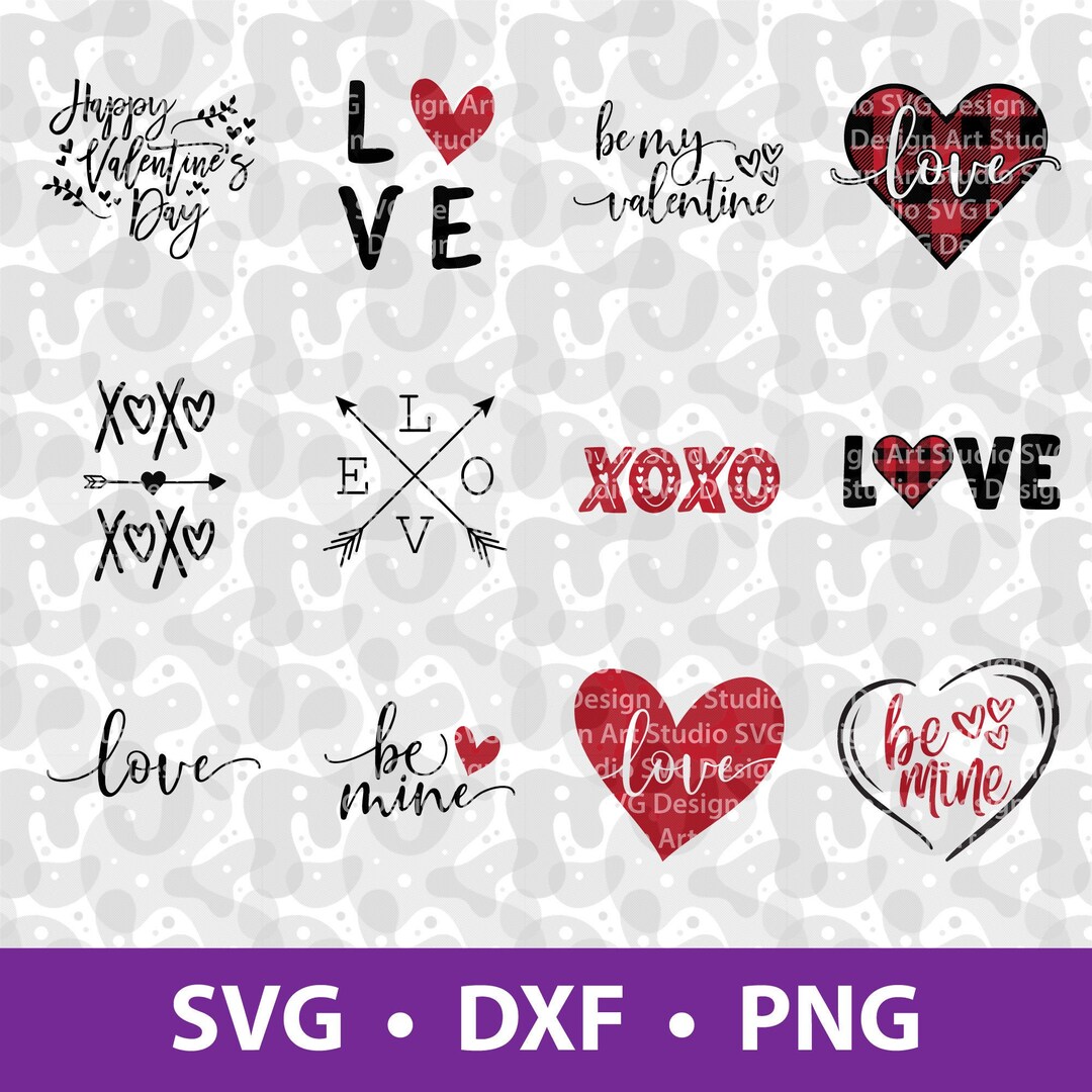 Valentines Day SVG Bundle, Valentines Bundle, Plaid Heart SVG, Love ...