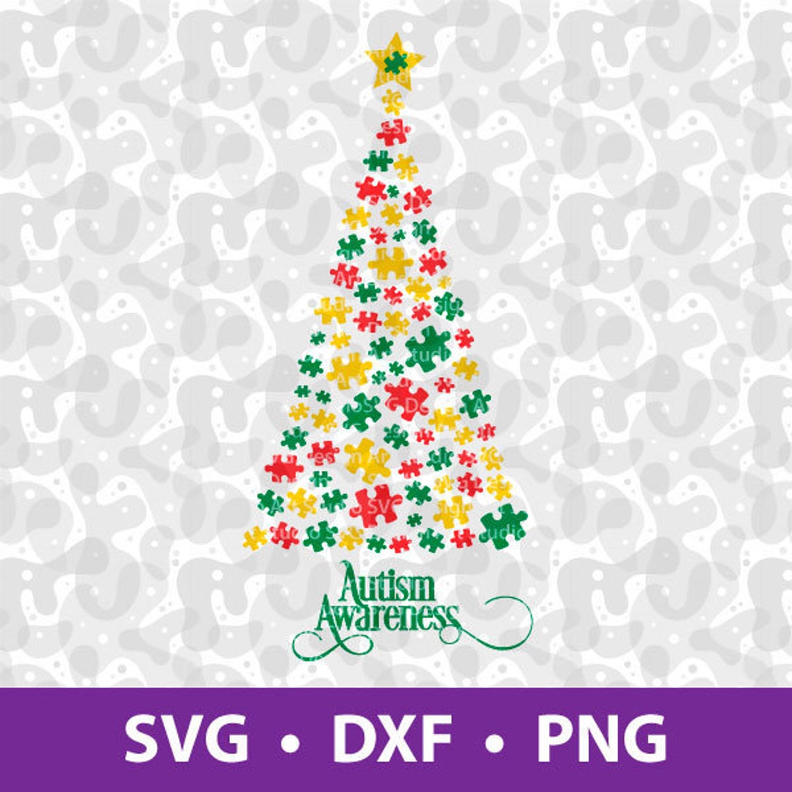 Autism Awareness Christmas Tree Puzzle SVG Merry Christmas Dxf Png - Etsy