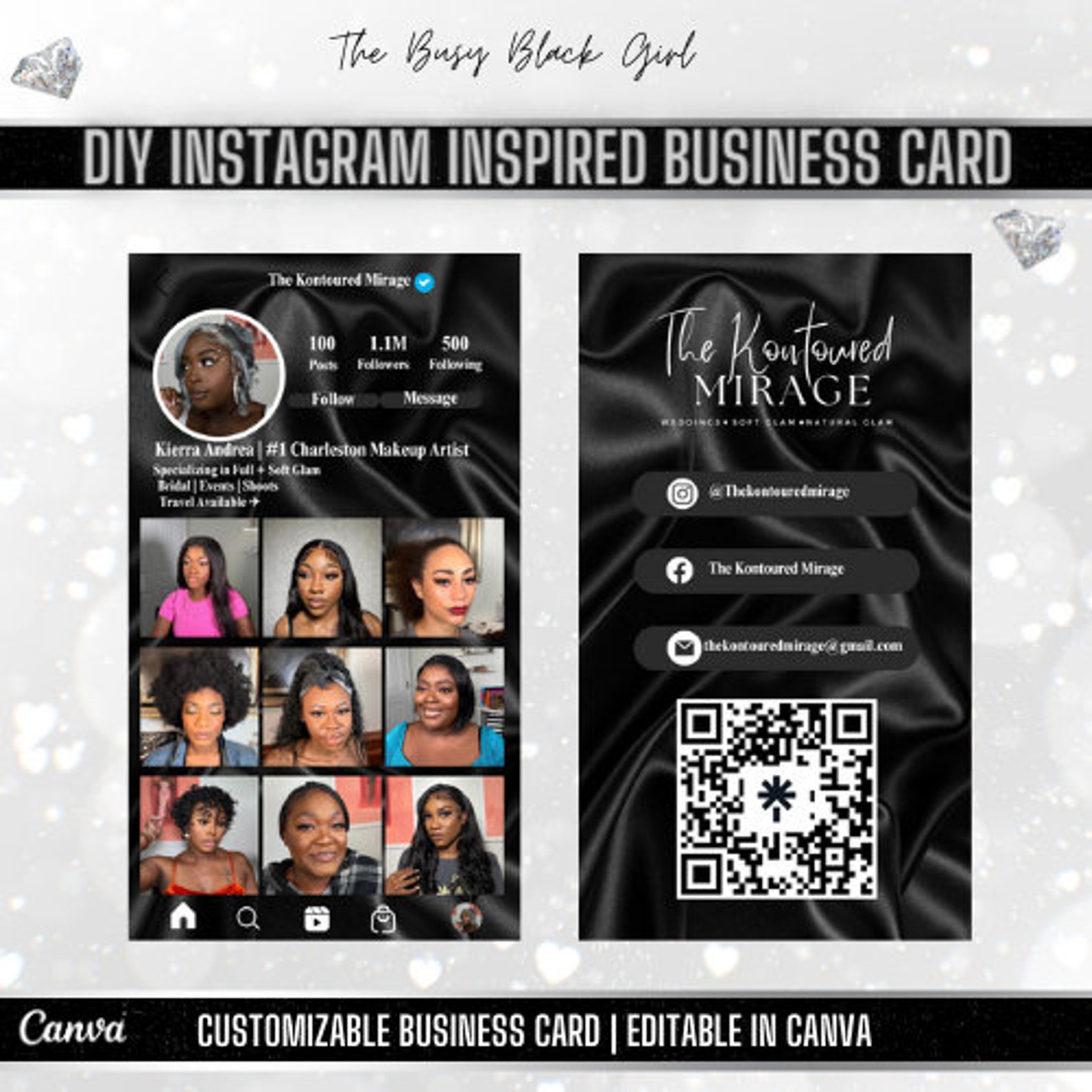 DIY Instagram Inspired Business Card, Makeup Artist Business Card ...
