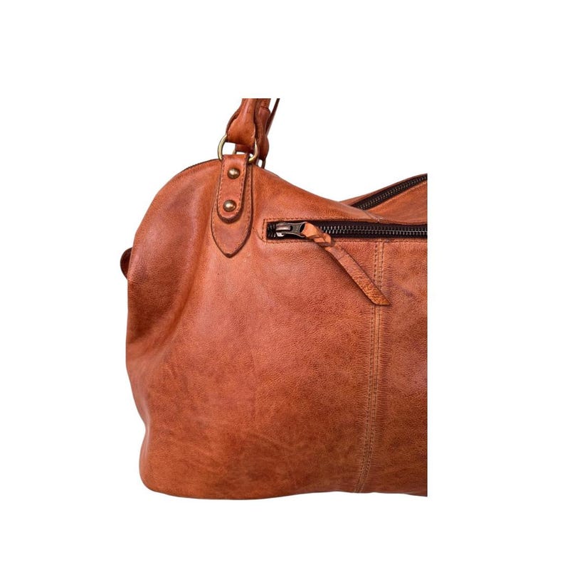 Handcrafted Leather Shoulder Bag: Vintage Washed Leather Handbag - Etsy