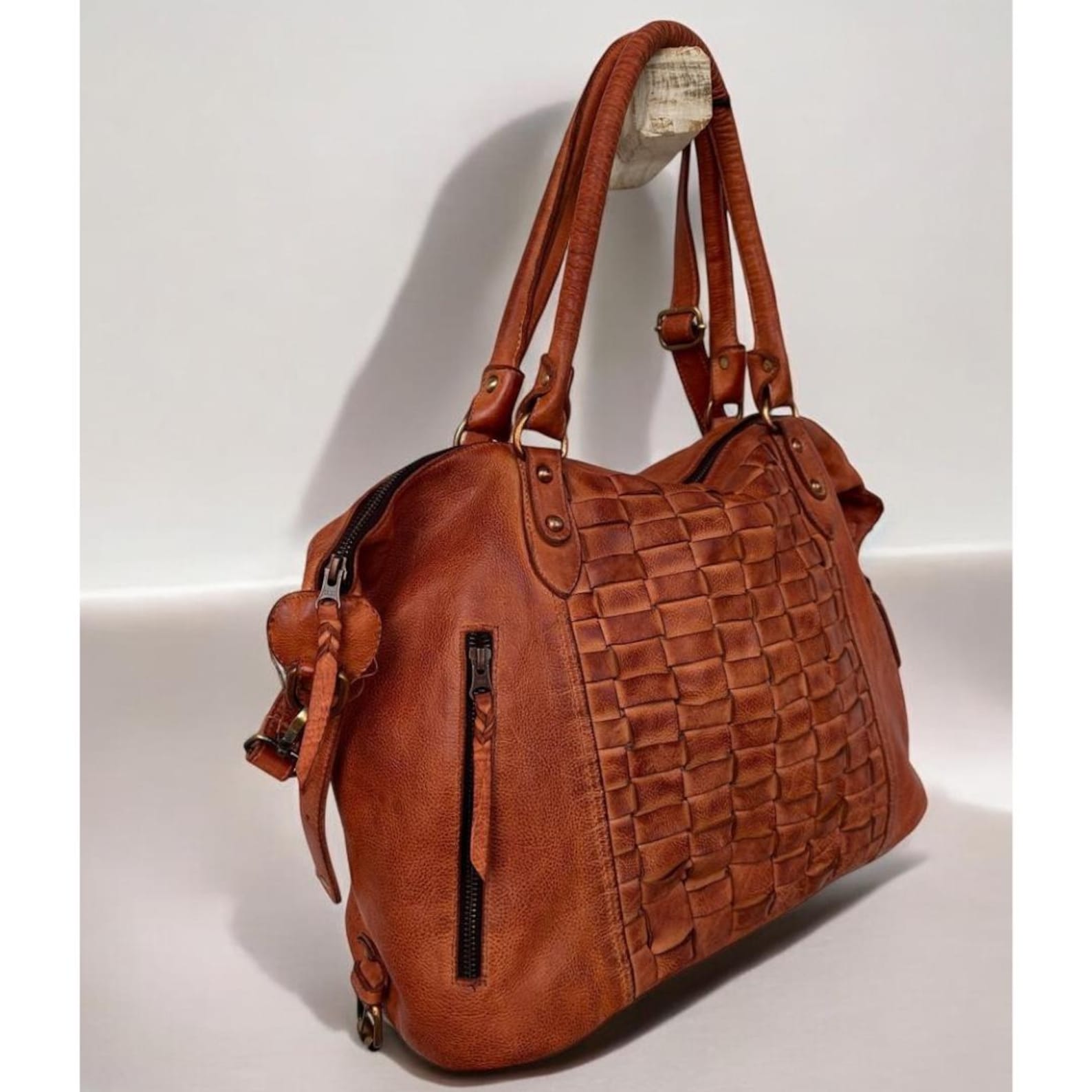 Handcrafted Leather Shoulder Bag: Vintage Washed Leather Handbag - Etsy