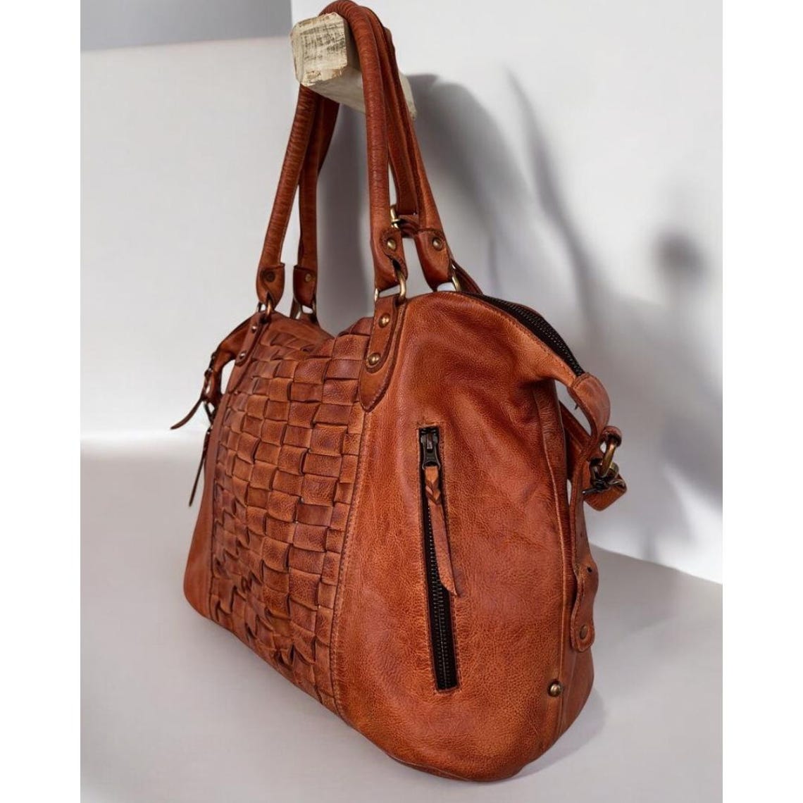 Handcrafted Leather Shoulder Bag: Vintage Washed Leather Handbag - Etsy