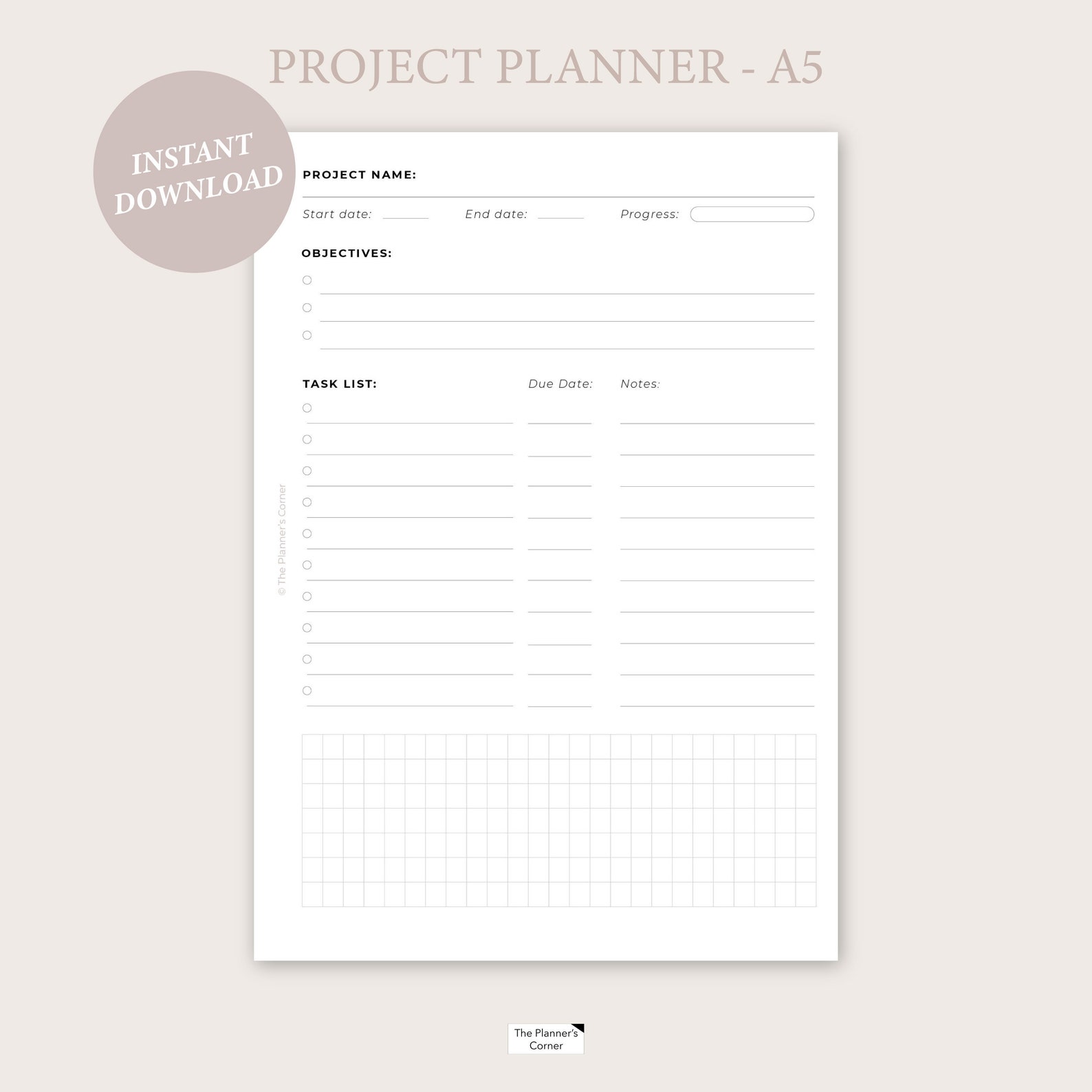 Project Planner, A5 Project Planner, Printable Planner, Project Tracker ...