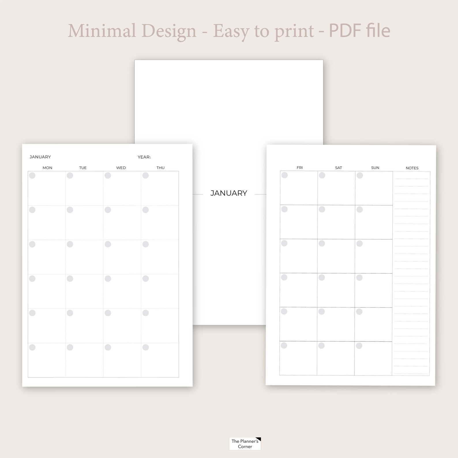 Monthly Planner, 12 Month Calendar, Undated Yearly Planner, A5 Planner ...