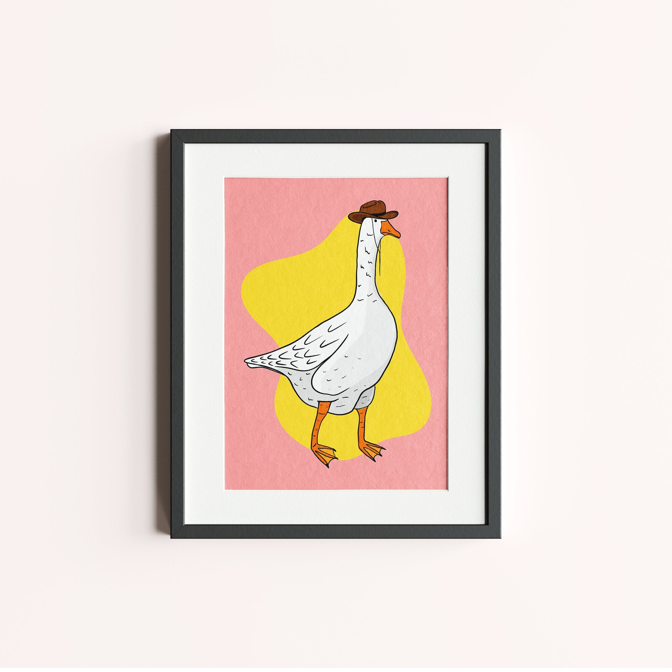 Cowboy Goose Illustrated Funny Animal Print A5, A4, A3 Physical Art - Etsy